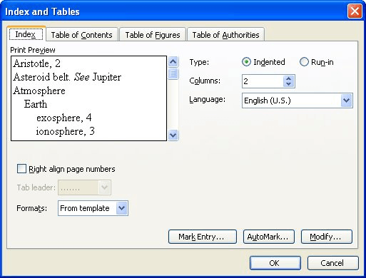 Creating A Normal Index Microsoft Word 