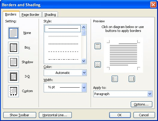 Deleting Paragraph Borders Microsoft Word 