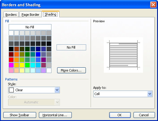 Applying Consistent Shading To A Table Microsoft Word 