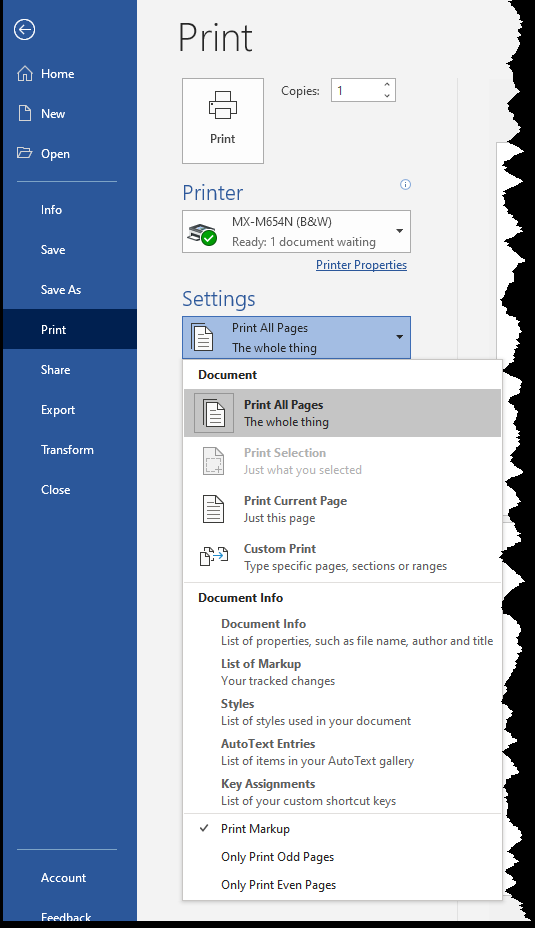 Printing A Style Sheet Microsoft Word 