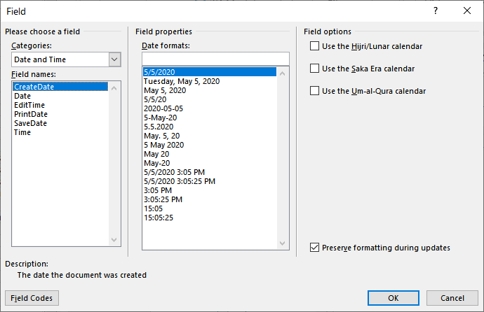 Inserting The Edit Time Microsoft Word 