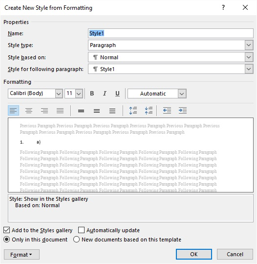 Defining Styles Microsoft Word 