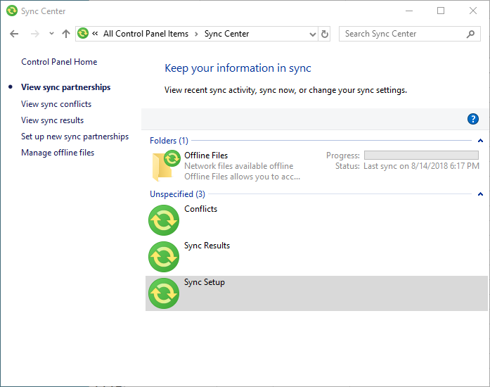 Using Sync Center Tips Net 