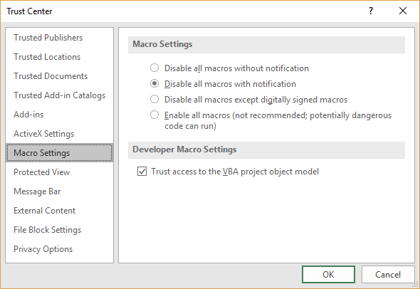 Disabled Macros Microsoft Excel 