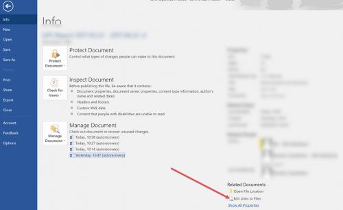 Changing Document Links (Microsoft Word)